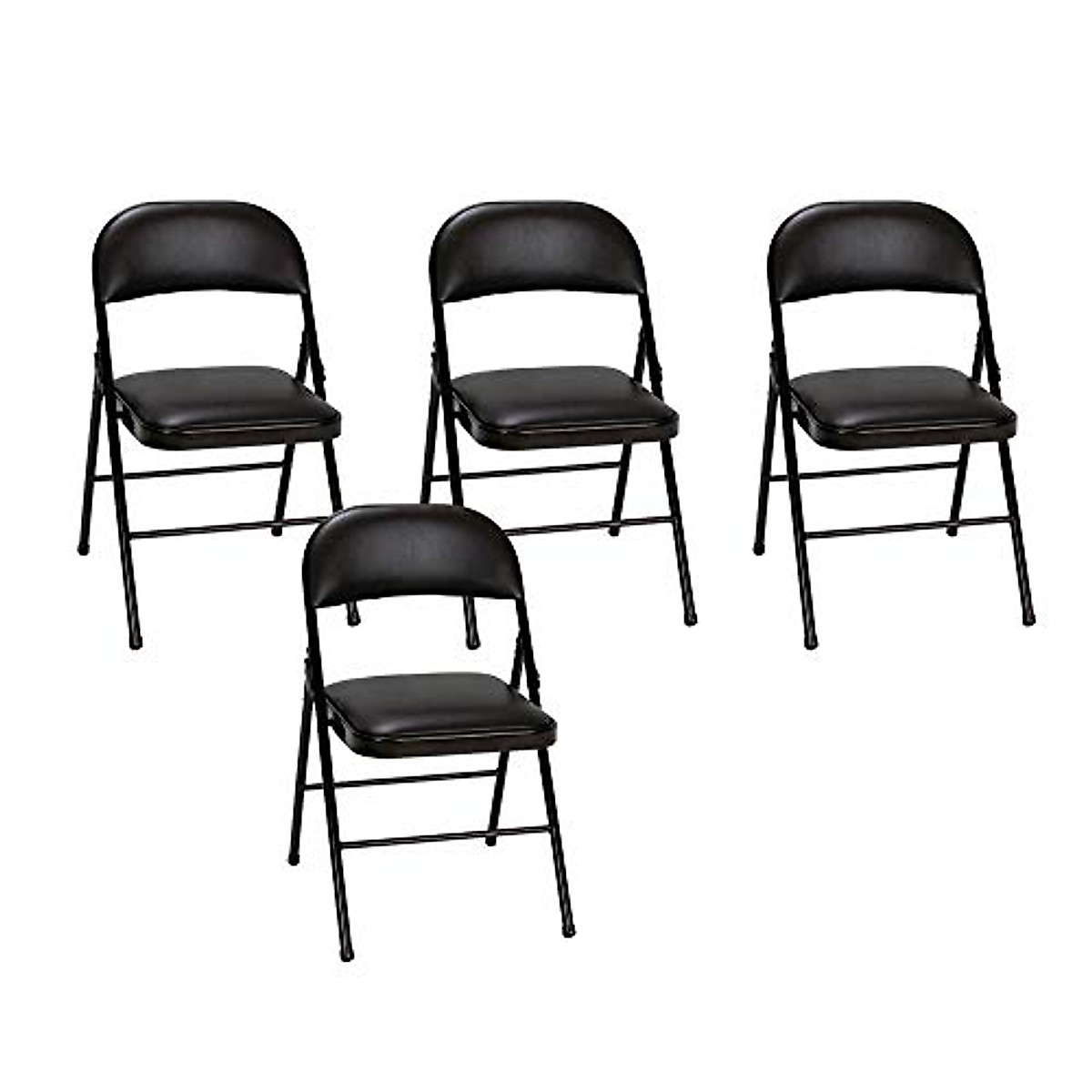 Cosco Vinyl 4-Pack Folding Chair, Black & Cosco Deluxe 6 foot x 30 inch Fold-in-Half Blow Molded Folding Table, Black