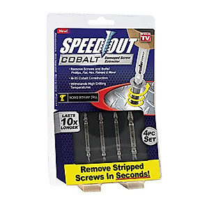 Ontel SpeedOut Cobalt Damaged Screw Extractor Kit, 4 Piece Set