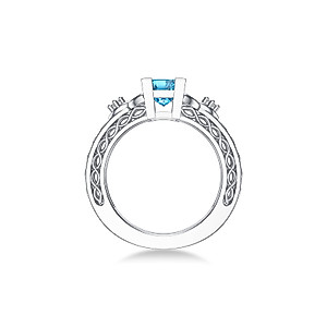 BETHZA 1 Carat Natural Topaz Rings for Women Genuine Blue Topaz 925 Sterling Silver Celtic Knot Promise Ring Jewelry Gifts for Birthday Christmas Valentine's Day Size 7