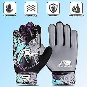 Arsh Sports Soccer Goalie Gloves, Football Goalkeeper Gloves for Kids Boys Children Youth Goalkeeping with 4mm Latex Finger Spine Protection (Gray, Size 4 Suitable for 6-9 Years)