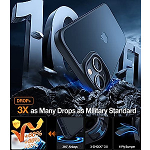 TORRAS Shockproof Designed for iPhone 14 Plus Case [Military Grade Drop Tested] Shockproof Protective Black Hard Back Slim Translucent Case for iPhone 14 Plus 6.7 Inch, Frosted Black-Guardian Series