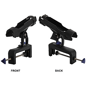 ZENFUN 2 Pack Fishing Boat Rods Holder, 360 Degree Rotation Adjustable Power Lock Fishing Rods Racks, Large Clamp Opening Folding Rod Holder for Canoe, Kayaks, Easy Installation, Bonus Screws