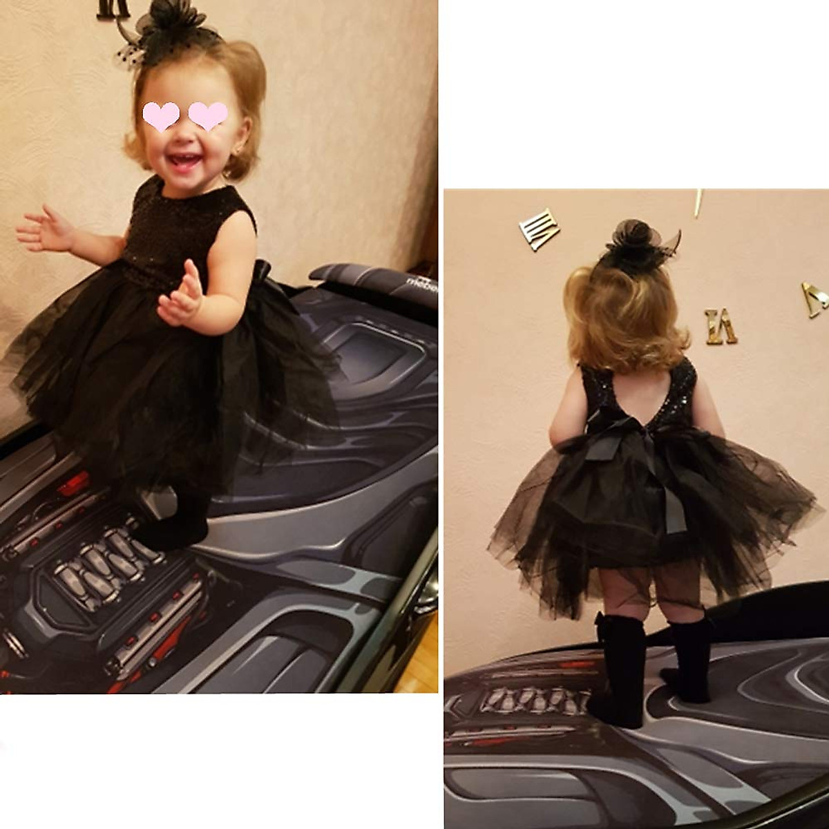 XIPAI Toddler Black Dress Girl Tutu Sequin Birthday Wedding Party Dresses 4T 5T