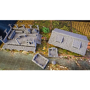 Washhouse and Woodcutter 28mm Scale Building for Medieval and Fantasy Village, DND Terrain 28mm for Dungeons and Dragons, D&D, Pathfinder, RPG, Age of Sigmar, Tabletop