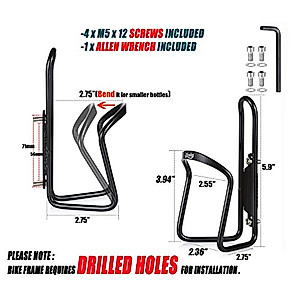 USHAKE Water Bottle Cages, Basic MTB Bike Bicycle Alloy Aluminum Lightweight Water Bottle Holder Cages Brackets(2 Pack- Drilled Holes Required)