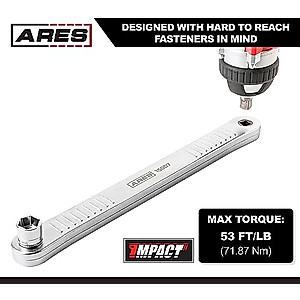 ARES 15007 - Offset Extension Wrench - Includes 1/4-Inch & 3/8-Inch Square Drive Adapters - 0 Degree Swing Arc for Access to Confined Fasteners - For Use with Impact & Pneumatic Wrenches