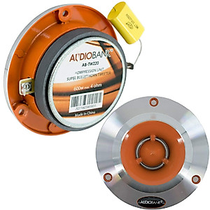 2 Pairs of Audiobank AB-TW220 Size: 3.75" / Peak Power: 600W / Frequency Response: 2000 Hz - 20000 Hz Aluminum Dome Car Audio Heavy Compression Super Horn Tweeters