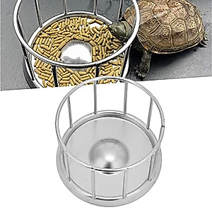 Reptile Food Bowl,Stainless Steel Food Dish,Tortoise Food Water Dish Feeder Bowl Stainless Steel Tray Dispenser,Railing Shape Tortoise Dish Water Tray Pet Supplies for Home Tortoise Pet Store(S)