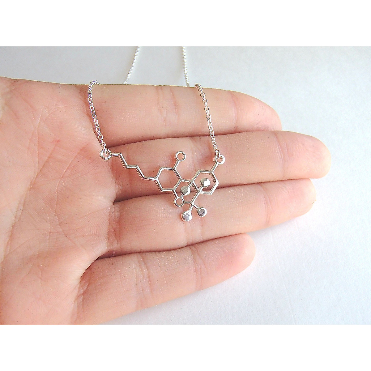 THC Molecule Necklace, CBD Molecule Jewelry, Geek Jewelry for Women, Nerdy Jewelry Gift, Science Lovers Gifts, CBD Oil Lovers Gifts (Rose Gold Tone)