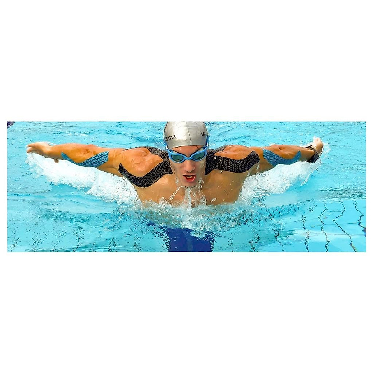 FlexU Kinesiology Tape - 60 2" x 10" Pre-Cut Strips for Lower Back, Knees, & Shoulders; Pain Relief & Support for Muscles & Joints, Shoulders, Knees & Back, Rheumatism, Gout, Osteoporosis (Black)