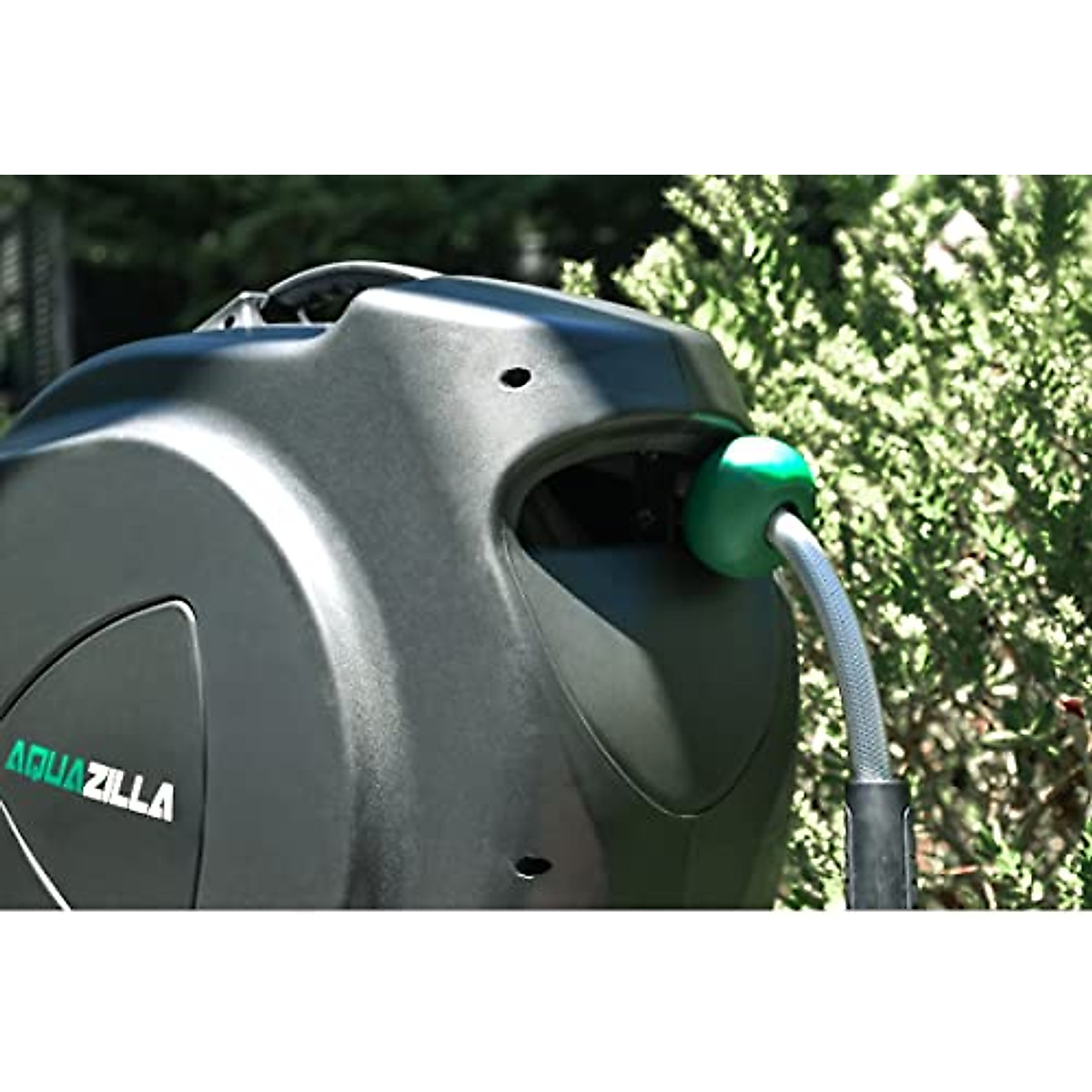 AQUAZILLA Retractable Garden Hose Reel 65FT +6FT 5/8", Durable Wall Mounted Water Hose Reel- Smooth Automatic Rewind, Lock Hose in Any Lenght, 180¡ã Swival Bracket, 9 Pattern Sprayer.
