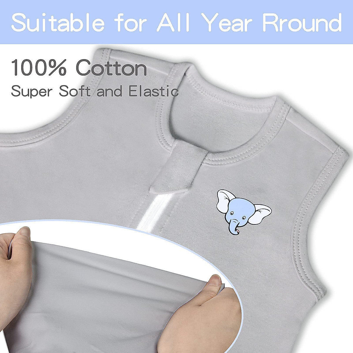 Pro Goleem Baby Wearable Blanket Cotton Sleep Sack 0-6 Months, Newborn Sleeveless Sleep Sack Bag with 2-Way Zipper, Lightweight Sleepsack for Newborn Baby Gifts (0.5 TOG, Small, Grey)