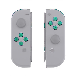 eXtremeRate DIY Full Set Buttons for Nintendo Switch & Switch OLED, Replacement Button for JoyCon, ABXY Direction Keys SR SL L R ZR ZL + - Home Capture Trigger Buttons Springs - Chameleon Green Purple