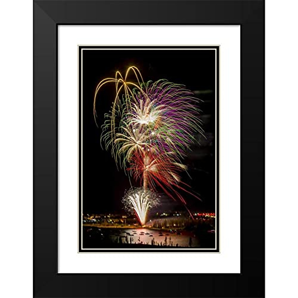 ArtDirect Colorado, Frisco Fireworks Display on July 4th XIV 13x18 Black Modern Wood Framed with Double Matting Museum Art Print by Lord, Fred