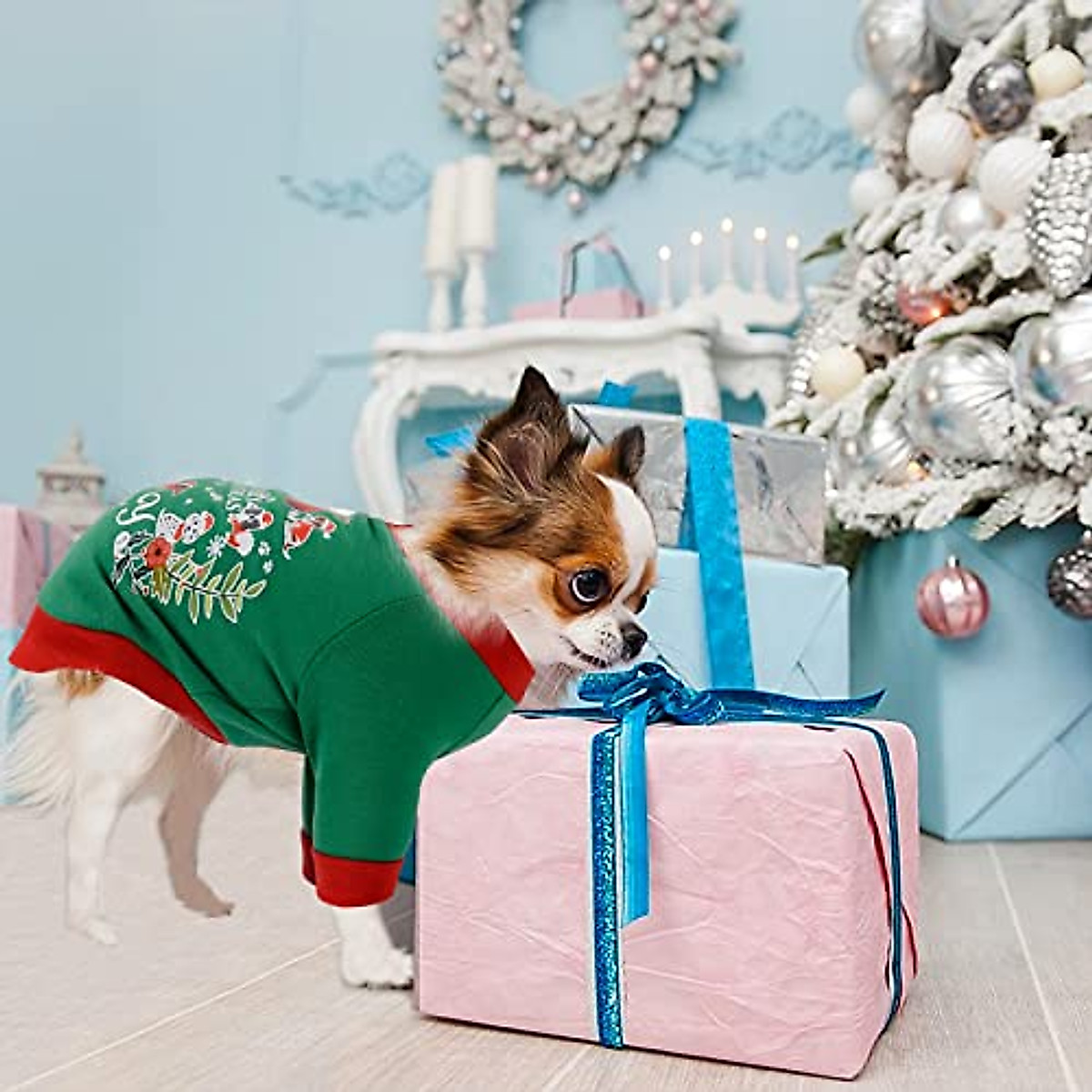 Christmas Dog Shirt Pet Dog Clothes for Small Dogs Boy Girl Holiday Chihuahua Yorkie Dog Outfit Apparel Xmas Puppy Clothing Cat Shirts for Cats Only Costume 2 Pack (X-Small, Shirt)