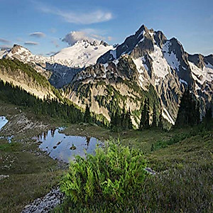 Posterazzi PDDUS48AMA0010LARGE Mount Challenger and Whatcom seen from Tapto Lakes Basin on Red face Peak, North Cascades National Park Photo Print, 36 x 24, Multi