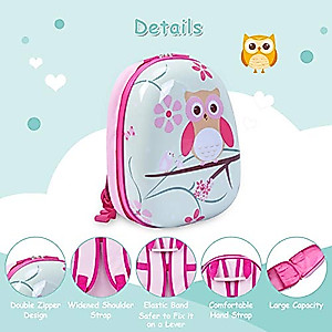 GYMAX Kids Carry On Luggage Set, 12" & 16" 2PCS Rolling Suitcase (Owl)