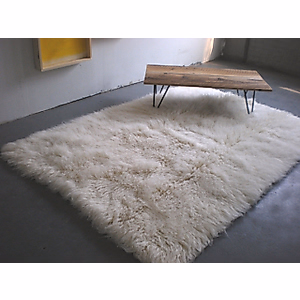 Super Thick 6x9 Greek Flokati Rug. Long 3.5” Organic Wool Pile. Shaggy Natural Wool Area Rug.