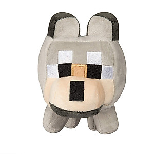 Minecraft 8138 Happy Explorer Untamed Wolf Plush Toy, Grey/Grey