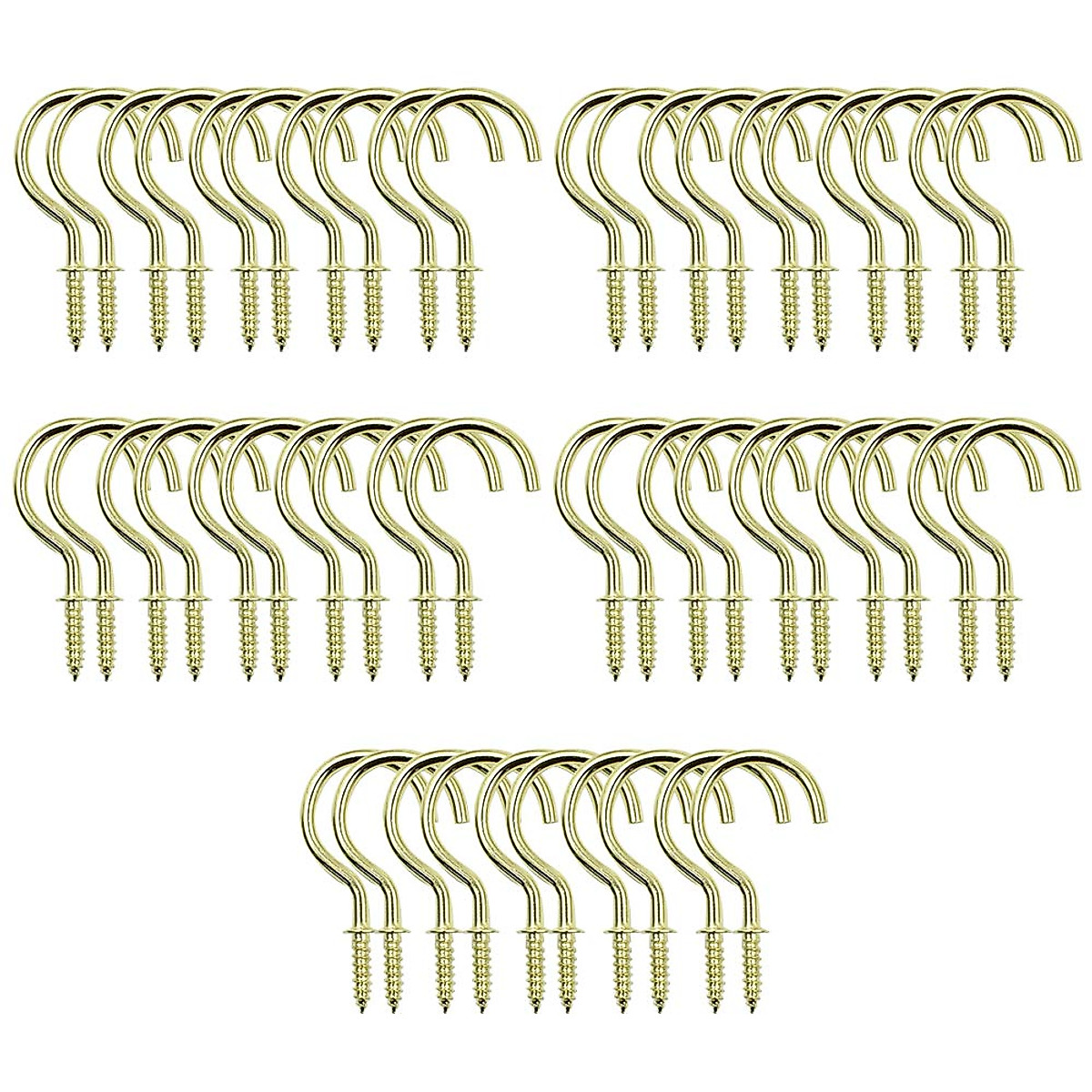 Tsnamay 50Pcs 1-1/2" Brass-Plated Ceiling Screw Cup Hooks