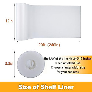 Corodo Shelf Liner for Kitchen Cabinets, 12 Inch x 20 FT, Non Adhesive Drawer Liner, Washable Cabinet Liner, Waterproof Non Slip Refrigerator Liners (Clear)