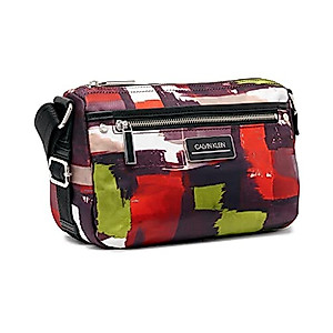 Calvin Klein Sussex Nylon Top Zip Crossbody, Crimson Multi