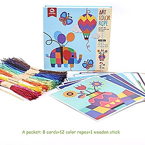 Mobee Color Rope Paste Painting Sticky Mosaics Kids 8 Cards DIY Art Crafts Creative Educational Toys