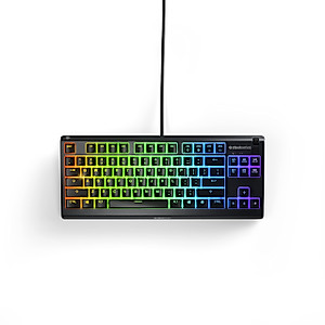 SteelSeries Apex 3 TKL RGB Gaming Keyboard – Tenkeyless Compact Form Factor - 8-Zone RGB Illumination – IP32 Water & Dust Resistant – Whisper Quiet Gaming Switch – Gaming Grade Anti-Ghosting (Renewed)