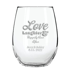 Gifts Everlasting Personalized Wedding Favor 9 oz Wine Glasses (36)