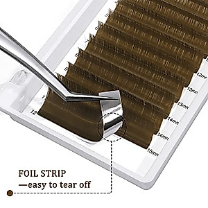 Easy Fan Volume Lashes .07 D Curl Brown Volume Lash Extensions 9-16mm Mixed Lash Tray Color Lashes Extension Self Fanning 2D-10D Volume Eyelash Extensions by QUEWEL (Brown 0.07 D 9-16mm)