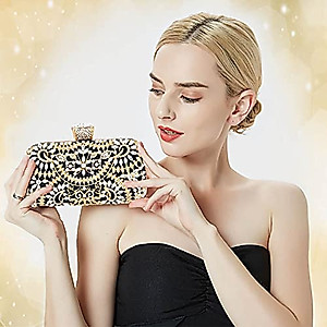 Yokawe Womens Crystal Evening Clutch Bag Bridal Wedding Purse Rhinestone Party Prom Handbag (Black)