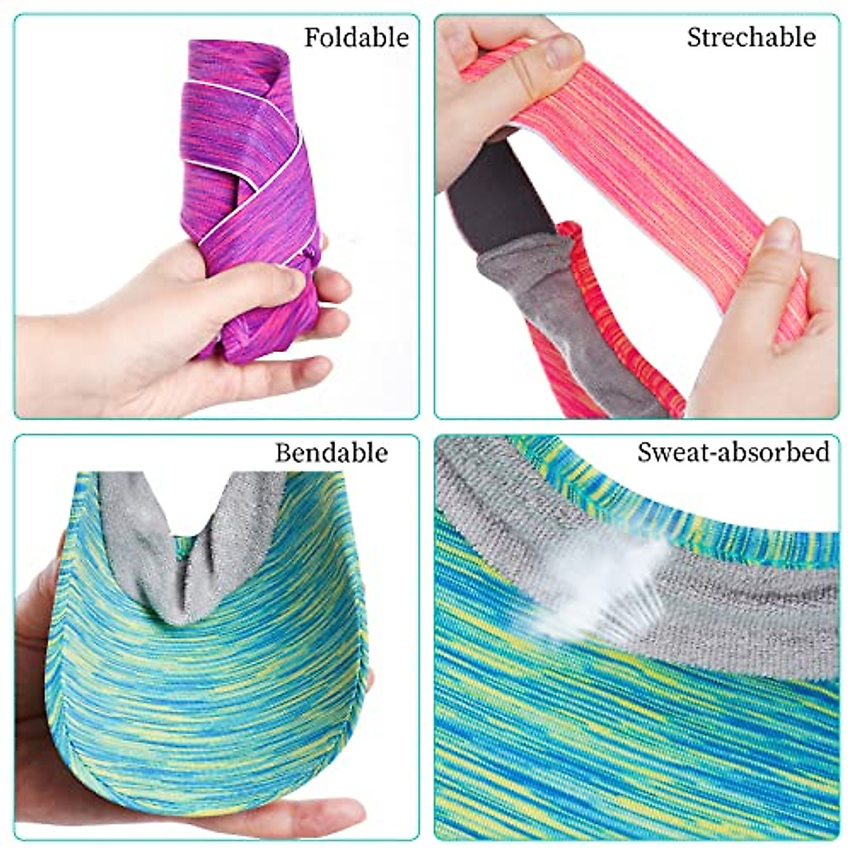 Rbenxia 4 Pieces of Visor Caps Adjustable Sun Visor Hats Elastic Sport Headband Visors for Women and Men (Gray, Pink, Purple, Green)