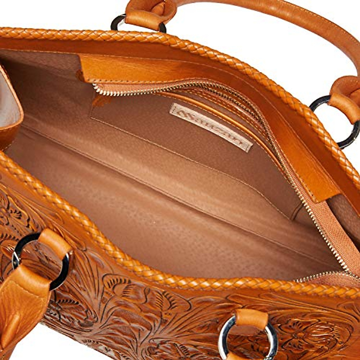 Mauzari Tooled Leather Shoulder Bag Tote for Women (Honey, Large)
