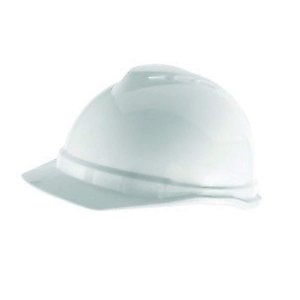 MSA (Mine Safety Appliances) 10034027 White V-Gard 500 Polyethylene Cap Style Hard Hat With Fas Trac 6 Point Ratchet Suspension, English, 273.2054 fl. oz., Plastic, 1" x 1" x 1"