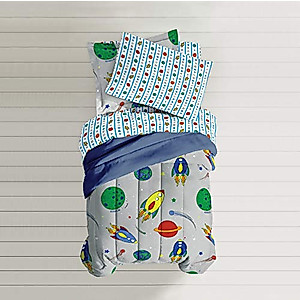 Dream Factory Space Rocket Ultra Soft Microfiber Comforter Set, Multi-Colored, Twin,2A745901MU