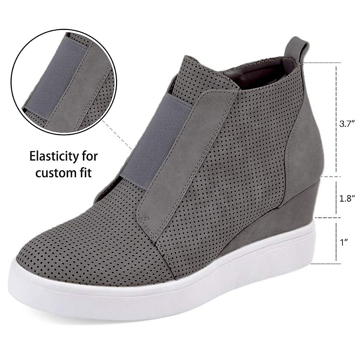 Athlefit Women's Wedge Sneakers Wedge Booties Size 9.5 Grey