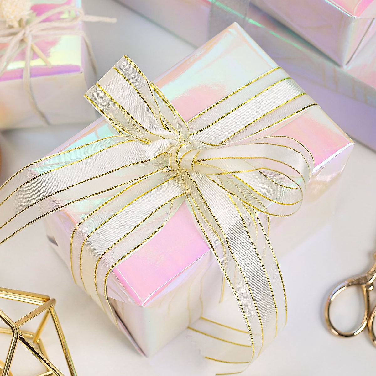 Retrify Pink Wrapping Paper Roll, 17 Inches x 32.8 Feet Holographic Iridescent Gift Wrap Paper for Wedding Bridal Shower Birthday