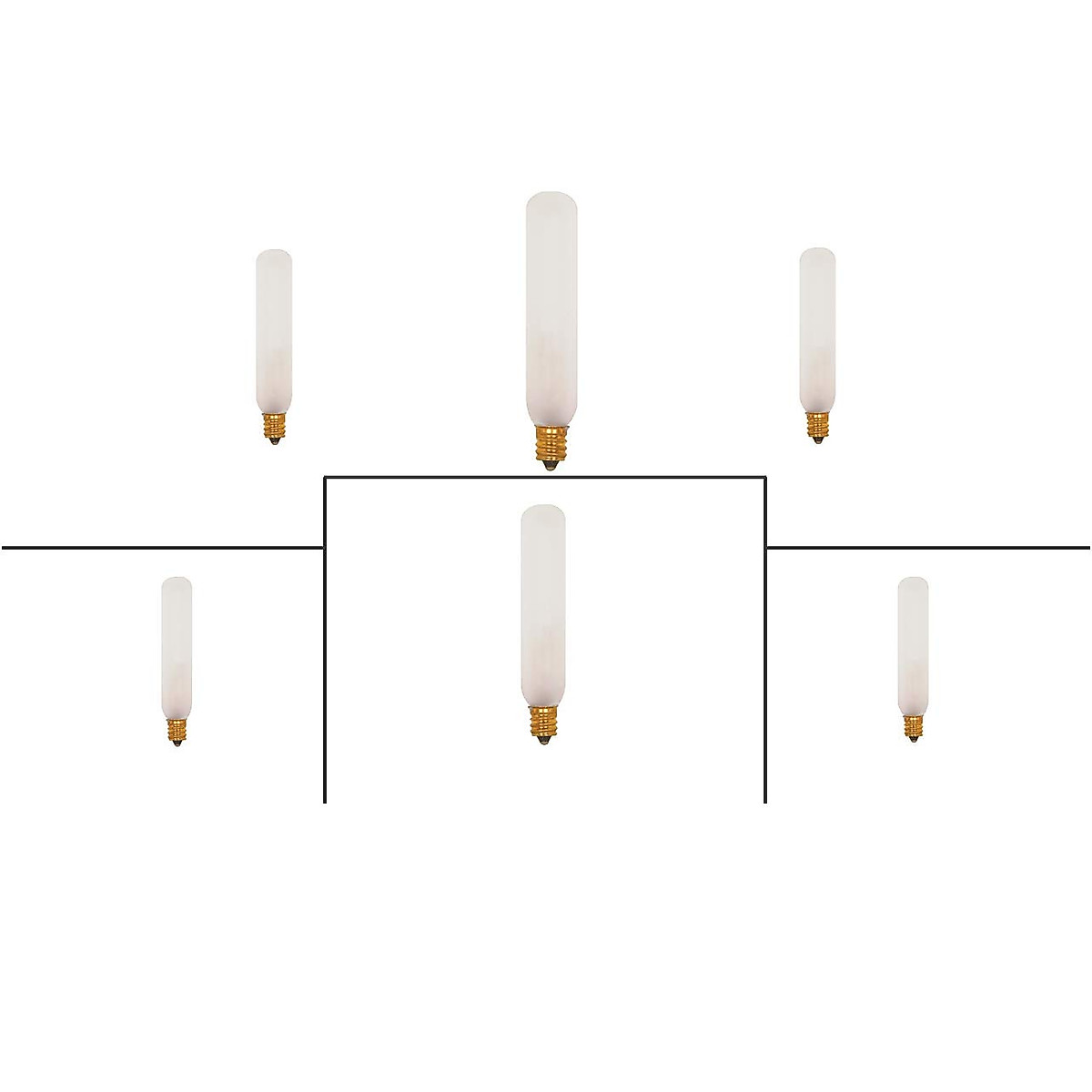 (6 Pack) Satco S3315 15W 120V T6 Frost E12 Candelabra Base Incandescent Light Bulb