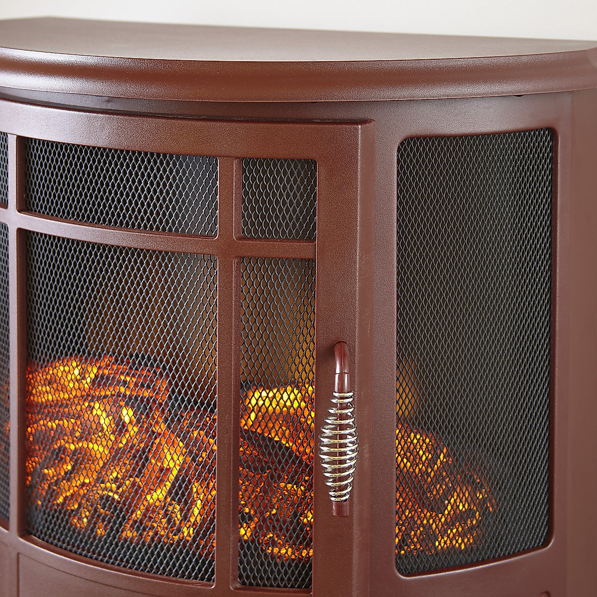 e-Flame USA Regal Freestanding Electric Fireplace Stove - 3-D Log and Fire Effect (Red)