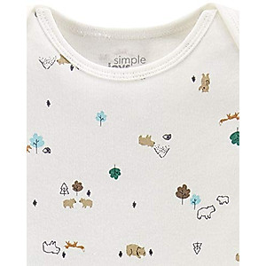 Simple Joys by Carter's Baby Boy's 5-Pack Long-Sleeve Bodysuit Shirt, bears/animals green/stripes, 3-6 Months