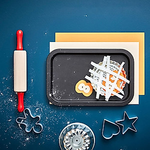 SOUJOY Set of 12 Mini Rolling Pin, 8 Inch Wood Dough Roller with Red Handle, Small Dough Rolling Pin for Craft Fondant Pastry Pizza Crafting and Imaginative Play