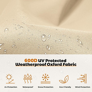 Uthem Patio Umbrella Parasol Cover - 600D Waterproof Outdoor Style Umbrella Cover - Fits Patio Offset Cantilever Umbrella 9-13 Ft, Begie Umbrella Cover