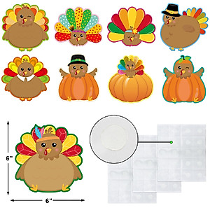 Turkey Cutouts 54 Pcs Thanksgiving Cut-Outs Fall Decor for Party Classroom Decoration