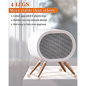 BabyExo Small Space Heater for Indoor Use, 1000W PTC Fast Heating Ceramic Electric Room Heaters Fan Christmas Gifts for Family, Portable Energy Efficient Space Heater for Office Desk Bedroom - White