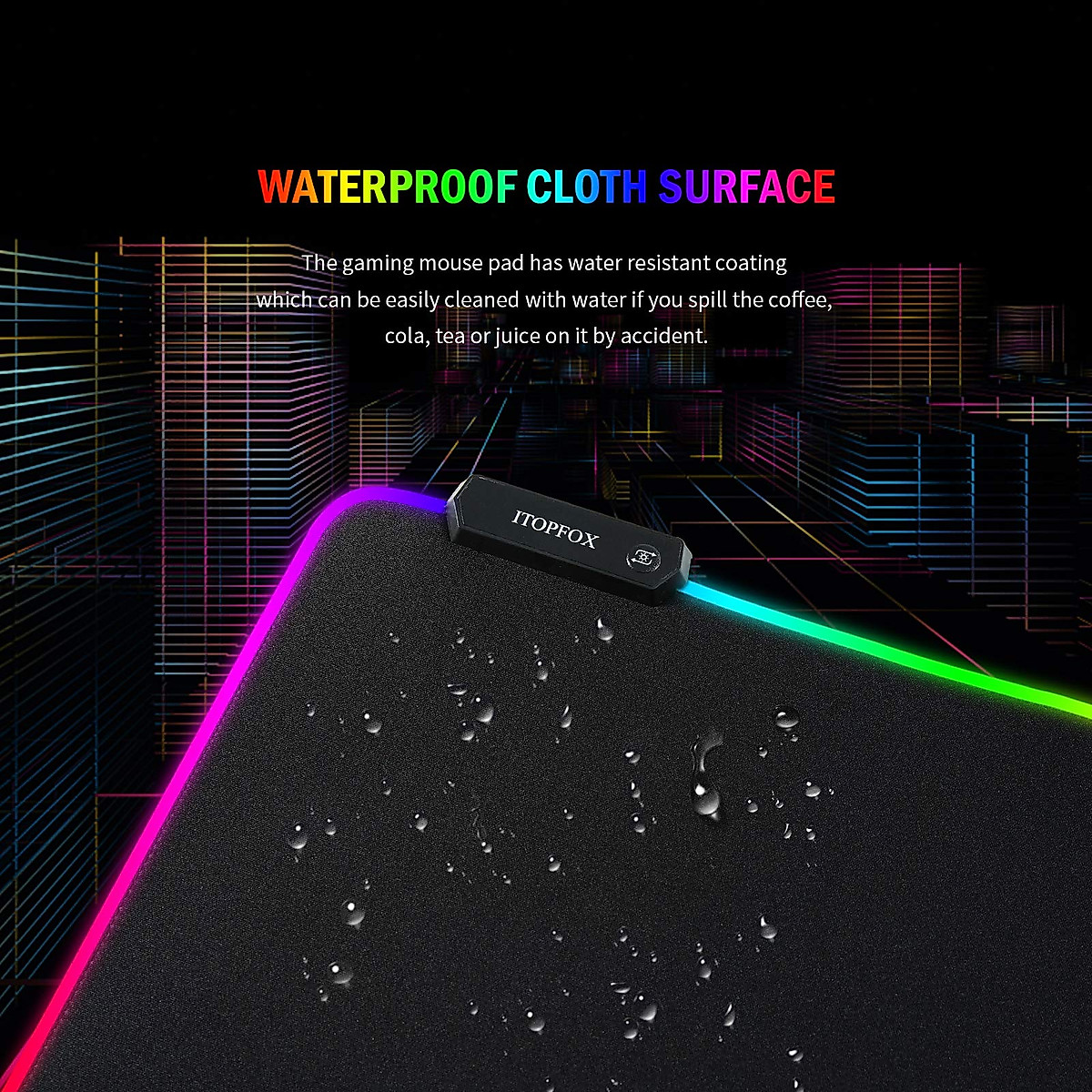 RGB Gaming Mouse Mat Pad - Large Extended Led Mousepad with 14 Lighting Modes 2 Brightness, Anti-Slip Rubber Base with Waterproof Coating Mouse Mat for Gamer 800×300×4mm/31.5×11.8×0.16 inch