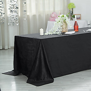 Tableclothsfactory 90 x 156 Inch Black Rectangle Tablecloth - Premium Velvet Table Cloth for Wedding, Party, Banquet, and Events