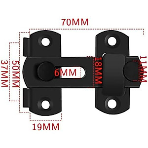 3 Pack Small Stainless Steel Door Lock Flip Lock Safety Door Bolt Lock, Door Holder Latch (Black)
