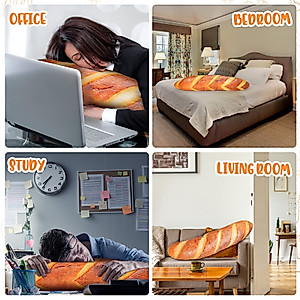 Yookeer 3D Simulation Bread Pillow 47.24 Inches Funny Food Pillow Giant Baguette Pillow Bread Body Plush Loaf of Bread Pillow Food Cushion for Valentine's Day Sleeping Decor
