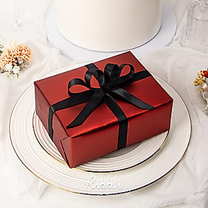 Ribbli Black Satin Ribbon Double Faced Satin 1/2 inch x Continuous 50 Yards-Black Ribbon for Gift Wrapping Crafts Wedding Decoration Bows Bouquet Floral Arrangement