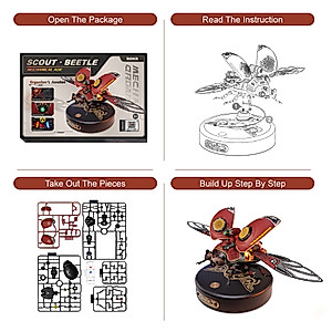 ROKR Mechanical Puzzles Scout Beetle, 3D Metal Model Kits for Adults to Build, STEM Toys Building Sets for Teens, Halloween/Christmas/Birthday Gifts for Boys Ages 14+ (Scout Beetle)